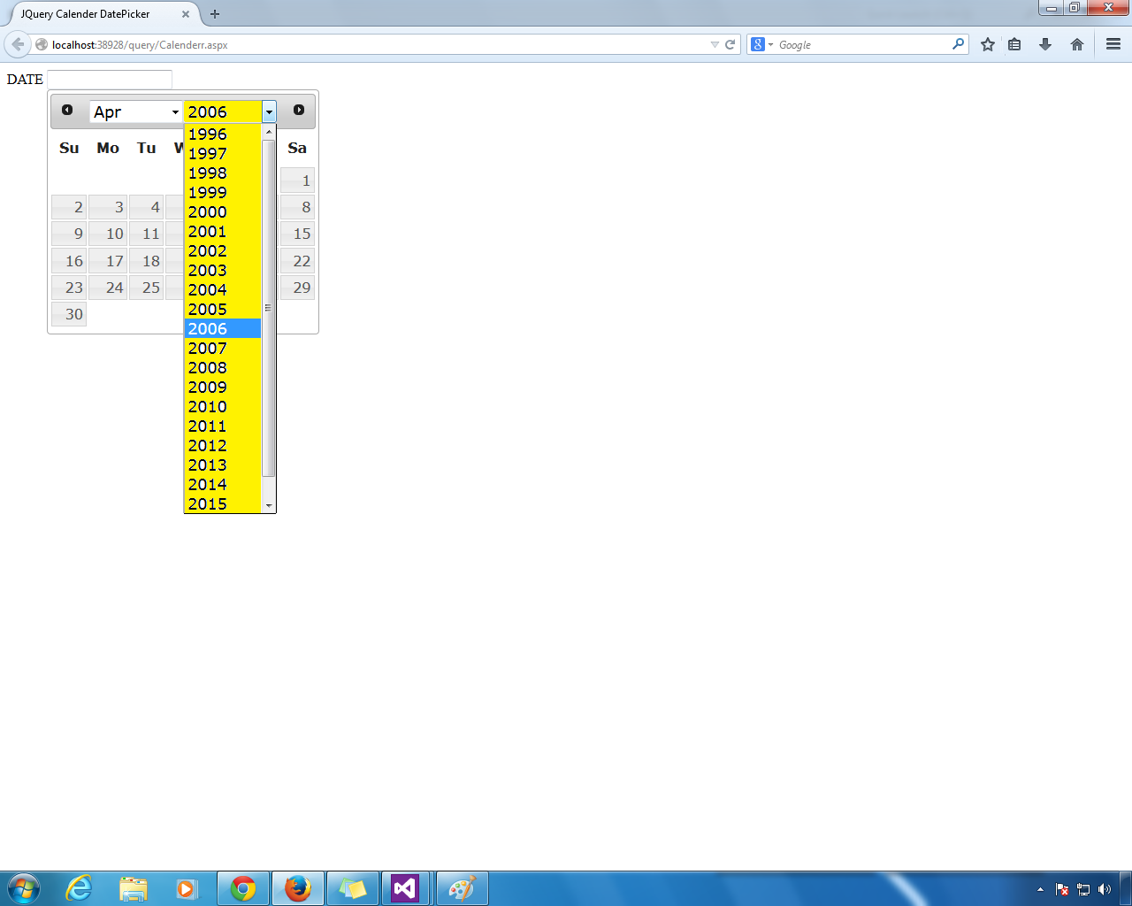 How to Calender Control DatePicker Using JQuery in Asp.Net C# ~ ScreenShotsDrizzles