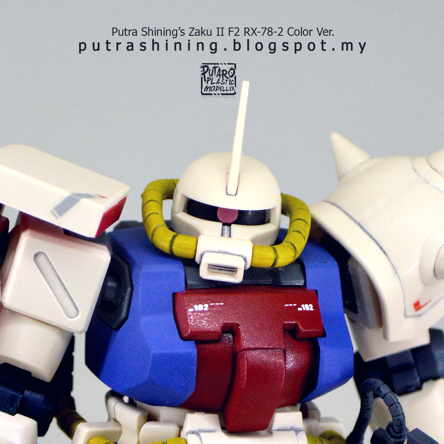 HGUC 1/144 Zaku II F2 RX-78-2 Color Ver. by Putra Shining