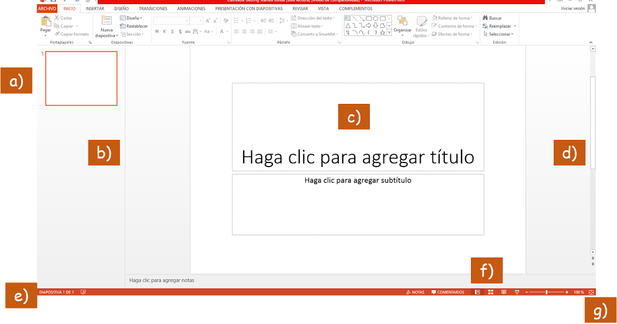 La interfaz de Power Point