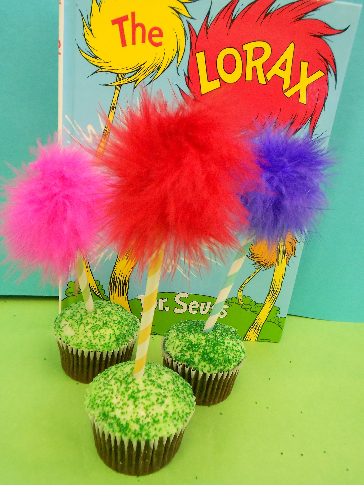 Lorax Truffula Tree Cupcakes -- Easy DIY