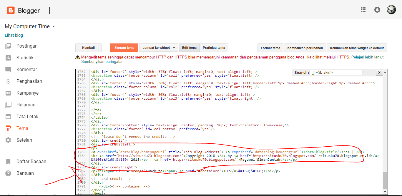 Cara Mengubah tulisan copyright di Blog atau website - El squadron