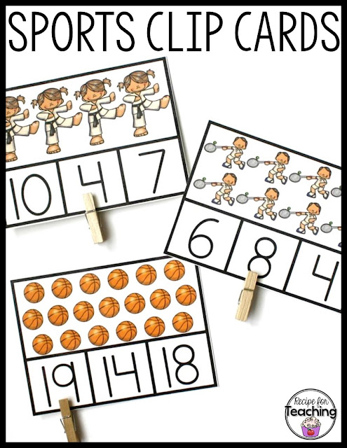 Sports Themed Clip Cards - Recipe for Teaching