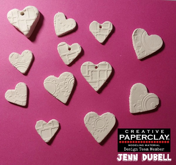 Creative Paperclay® air dry modeling material: Embossed Hearts