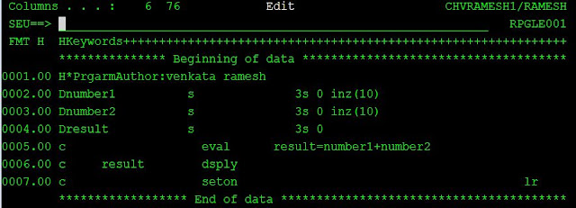 AS 400 Training: simple program in rpgle