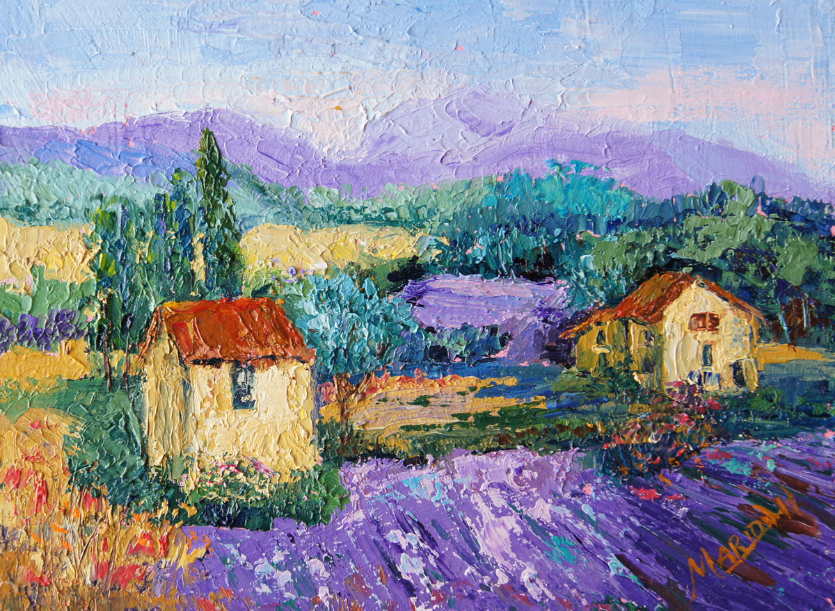 Artbymarion - Joy of Colour: Lavender Farm Provence oil painting
