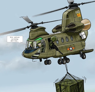 VNAF: VNAF CH-47A Chinook cartoon "An Loc Supply Missions"