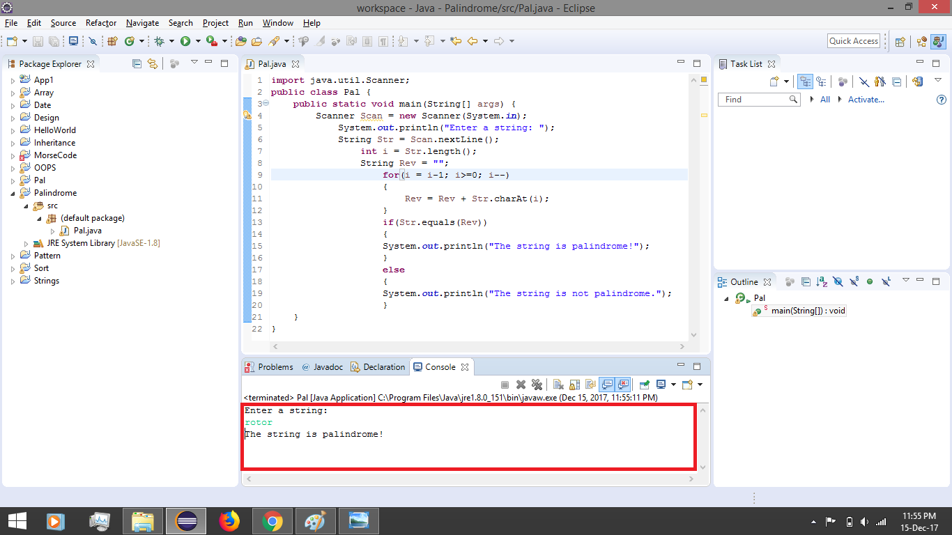 Check Whether The String Is Palindrome Or Not