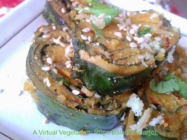 A Virtual Vegetarian: A Pinwheel Delight: Patra, Patarvelia or Alu Vadi