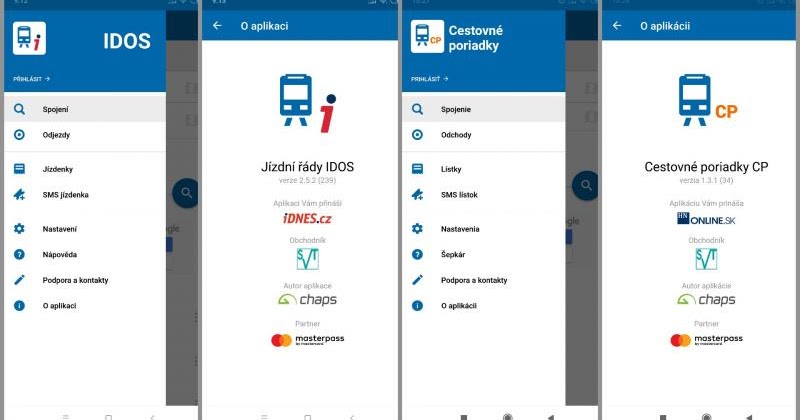 dopravacz : V nativních aplikacích Jízdní řády IDOS a Cestovné poriadky ...