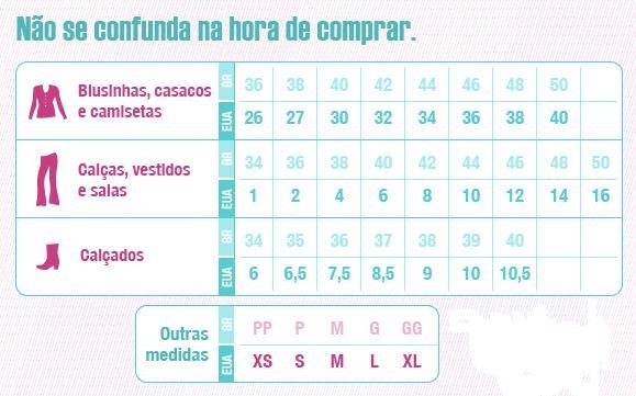 De Tudo um Pouco e Mais: Conversão de tamanho - Saiba qual o tamanho ...