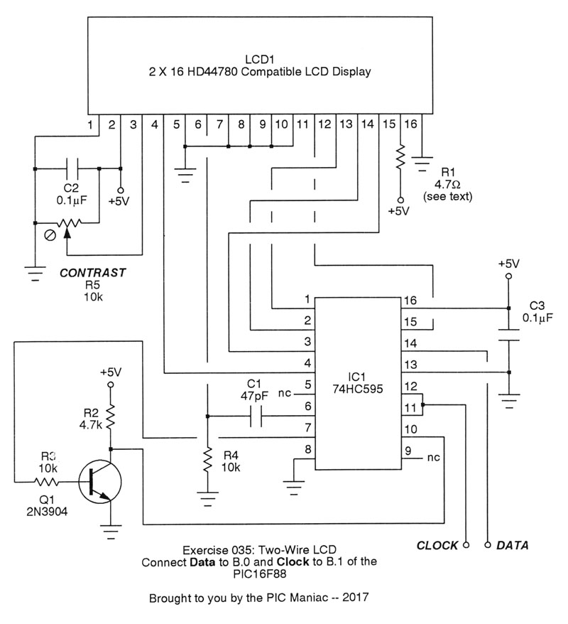 PIC Projects in Pascal: Text LCD -- Two Wire