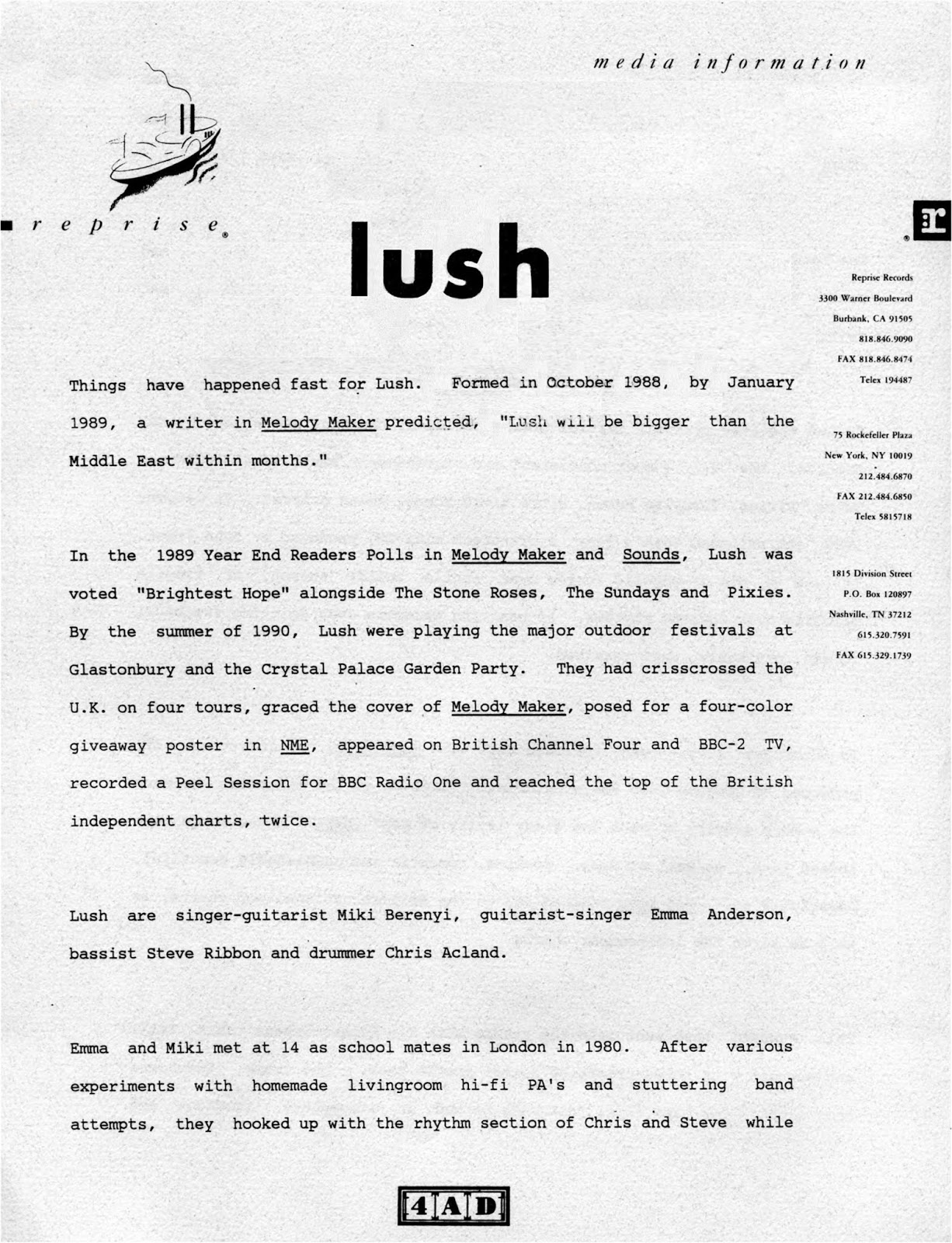 Lansure's Music Paraphernalia: 4AD | LUSH