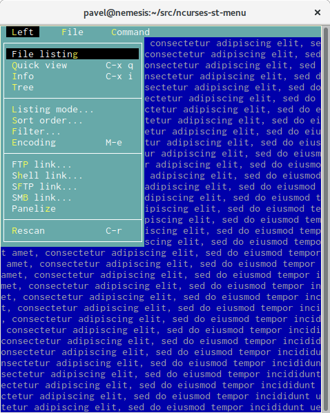 Pavel Stehule's blog: ncurses CUA menu demo