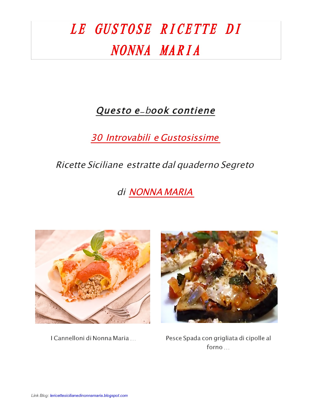 LE GUSTOSE RICETTE DI NONNA MARIA: E-book di ricette in Italiano