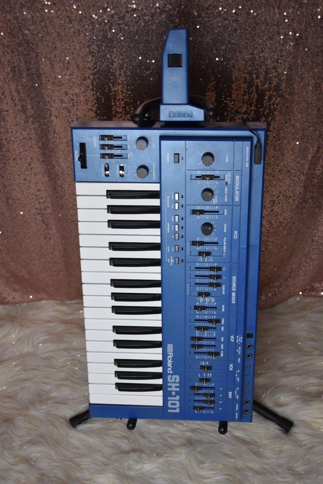 MATRIXSYNTH: Roland SH-101 Rare Blue Synthesizer SN 320763 w/ Mod Grip