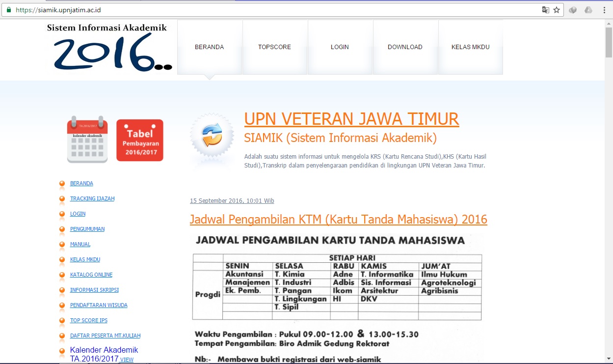 Sistem Informasi Akademik (SIAMIK) UPN “Veteran” Jawa Timur - All About ...