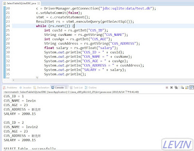 Java程式教學甘仔店: SQLite SELECT TABLE Using Java