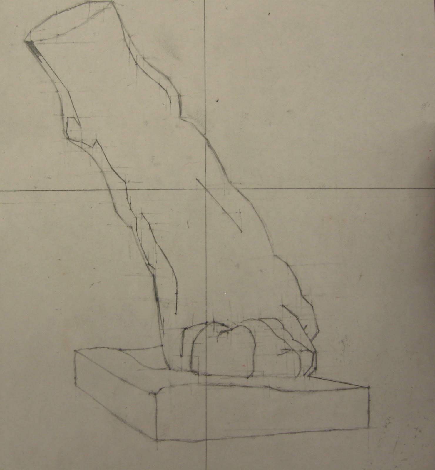 Art Tracks - Student Works: Foot - drawing in progress by Chloe - grade 5