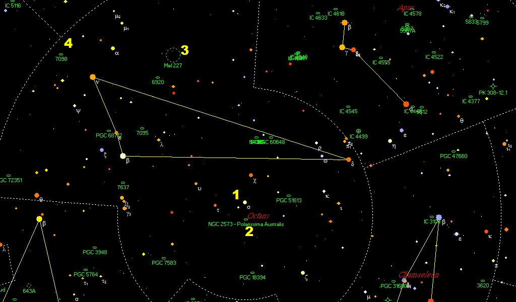 Firmamento Austral: Octante: en el polo sur celeste