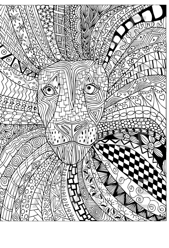 Mousie Mom's *****: Lion Zentangle Finished