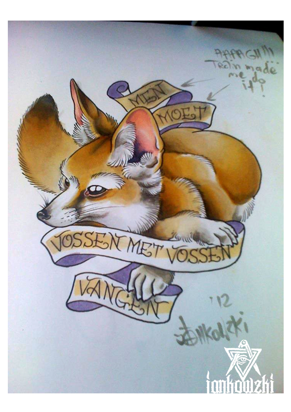 Jankowzki custom Tattoos: Tsuchigumo, Blue Dragon and Fennec Kitsune