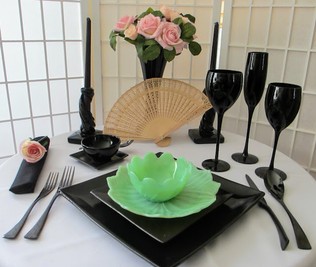Table for One: Jadeite and Black Table