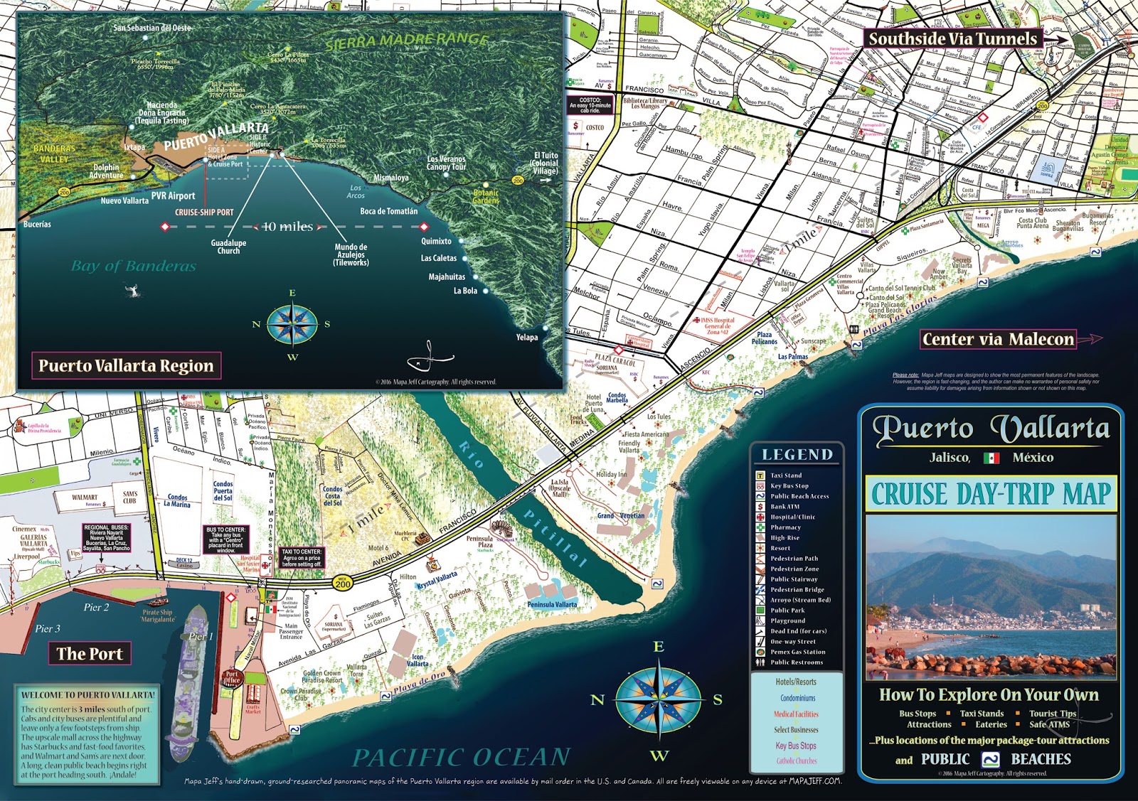 Mapa Jeff Cartography: Puerto Vallarta Map for Cruise Passengers