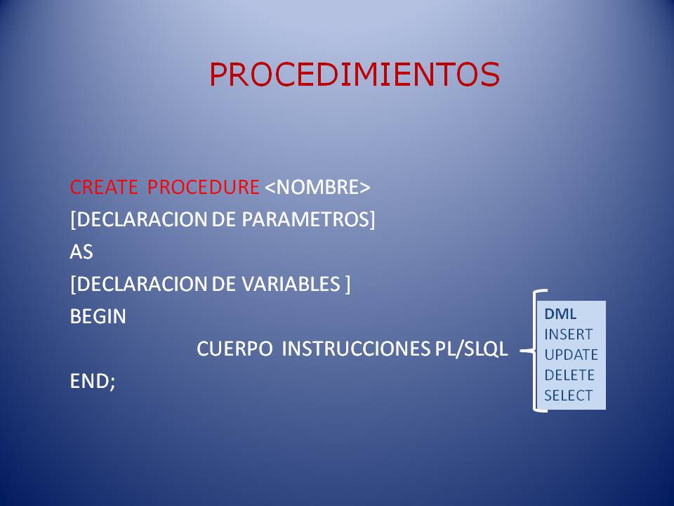 Base de Datos: Procedimiento
