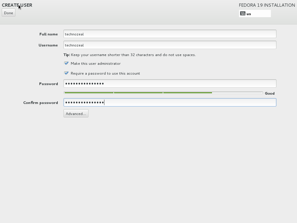 Install Fedora 19 using Netinstall