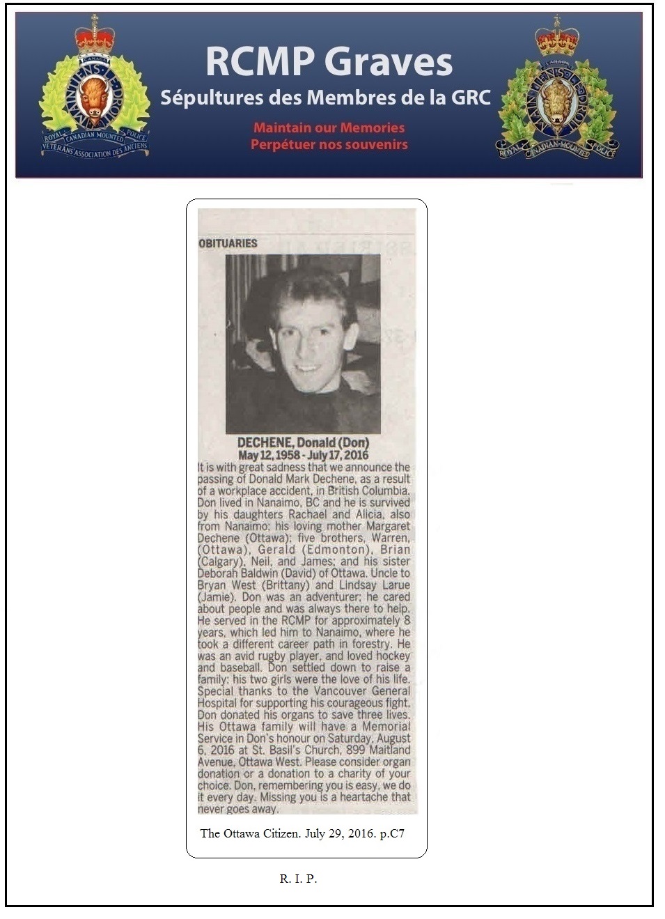 RCMP/GRC Grave Discovery & Information Website: www.rcmpgraves.com: In ...