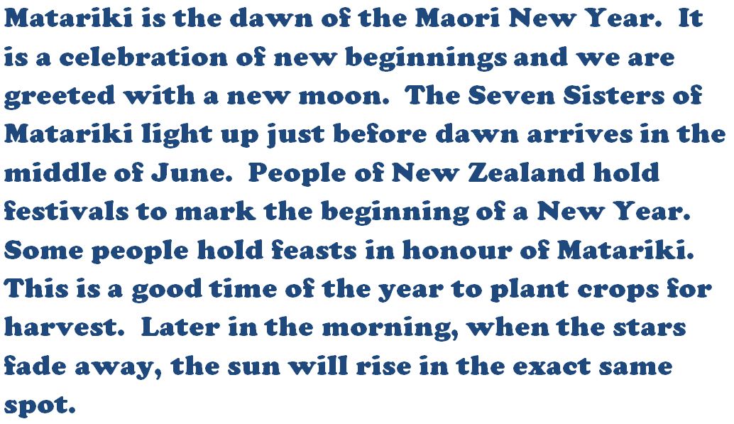 Room 15 - FRANKTON!!!!!: Matariki - What a good time for a celebration!