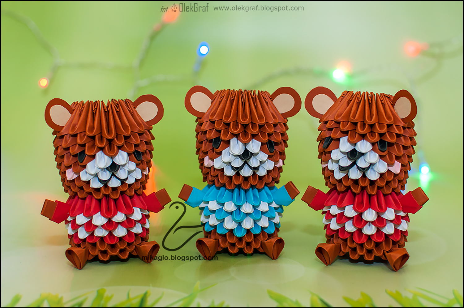 Origami 3d - mikaglo: 530. Misie z origami / 3d origami bears