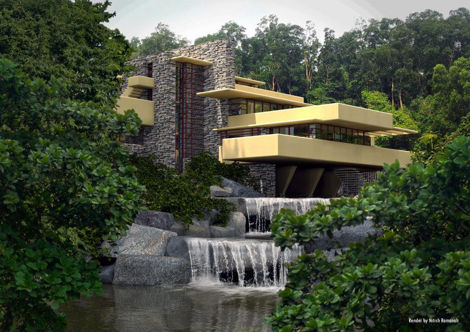 SKETCHUP TEXTURE: FALLING WATER HOUSE SKP CHALLENGE JUNE WINNERS JURY.