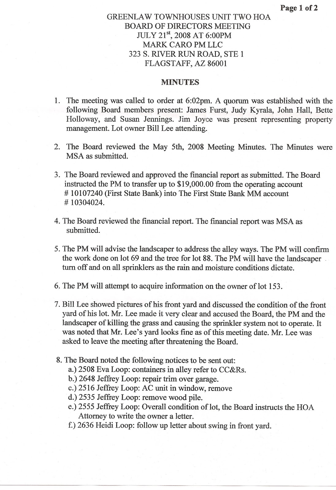 Greenlaw Townhouses: Lobbying Letter Documents 1-7a