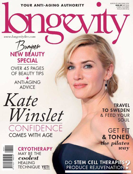 Kate en la portada de Longevity Magazine