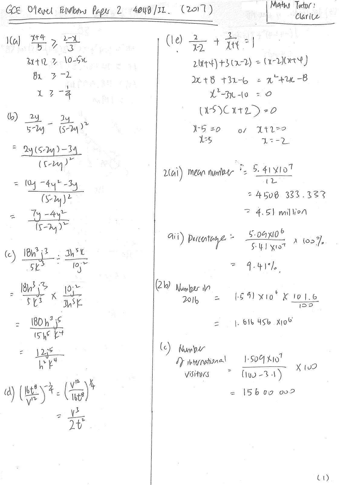 Clarice the PSLE and O Level Maths Tutor (PSLE Maths / Elementary ...