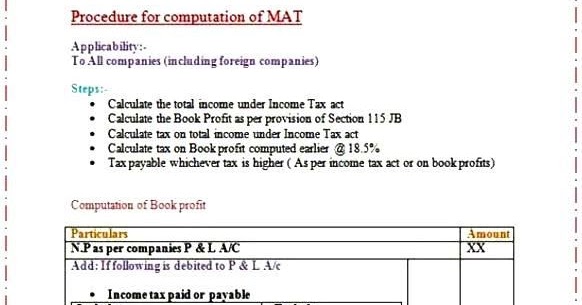 PROCEDURE FOR MAT CALCULATION