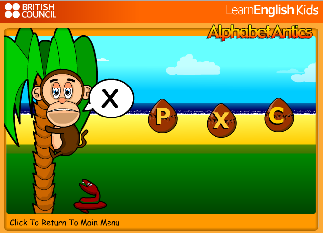 .: ALPHABET GAME- Help the monkey escape from the snake