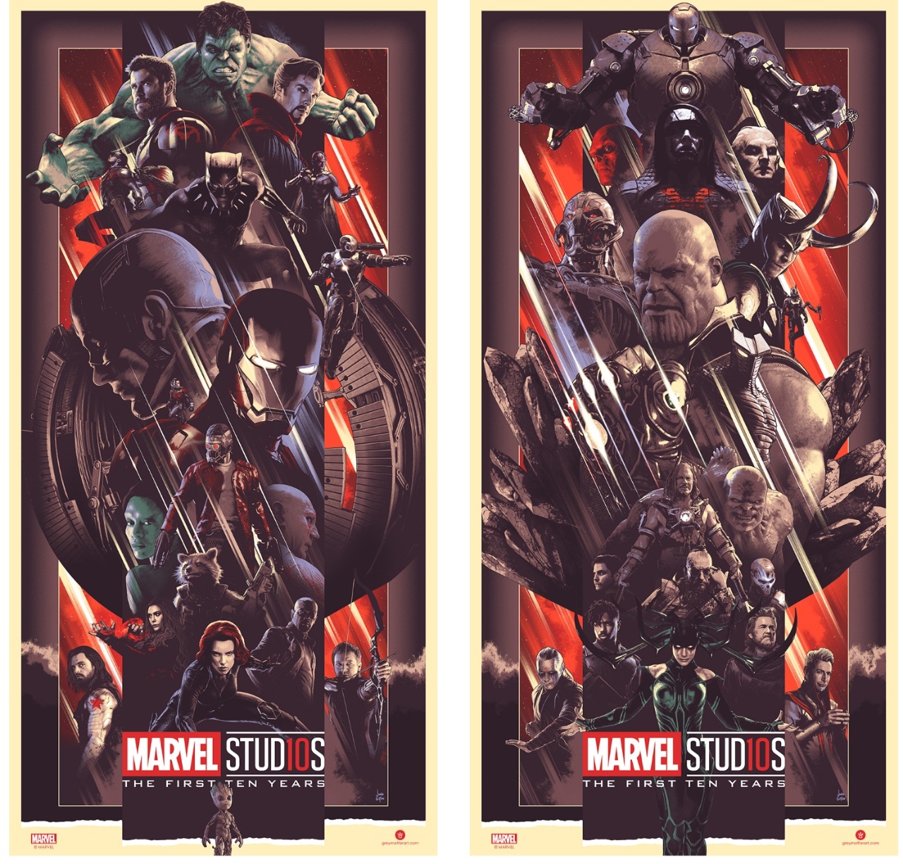 1936 visiones: Marvel Studios, póster Héroes y Villanos de los 10 años ...