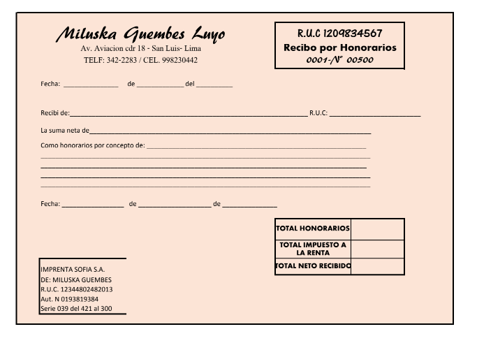 Recibo por Honorarios-Excel ~ Four Armony Recibo por Honorarios-Excel ~ Four Armony