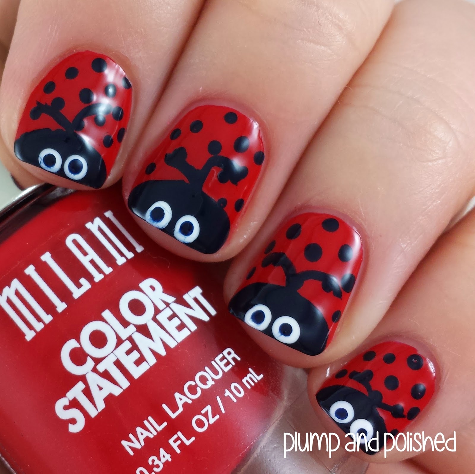 Plump and Polished: Milani Color Statement - Ladybug Nail Art