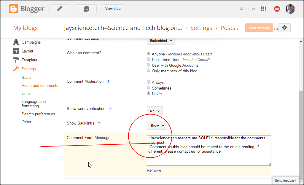How to add comment message to your blogger | 247AMEND - Tech Tips ...