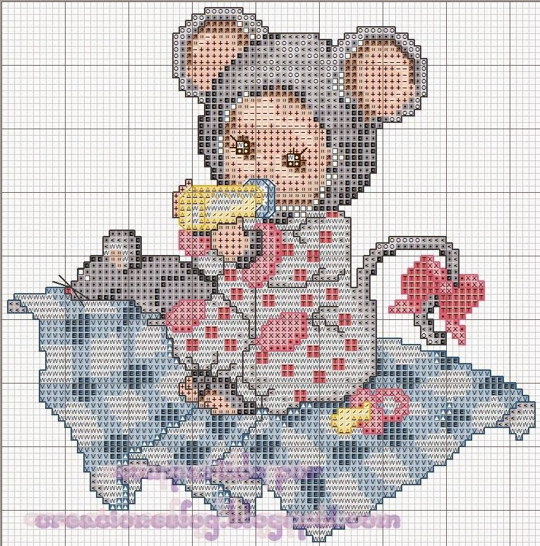 col bebés punto de cruz: baby ratón