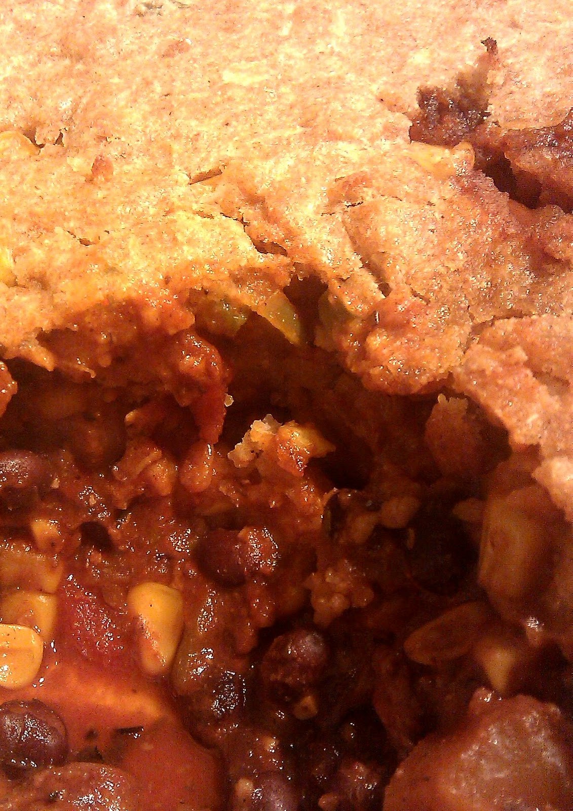 The Delicious Life: Black Bean Chili Casserole with a Corn Bread Crust