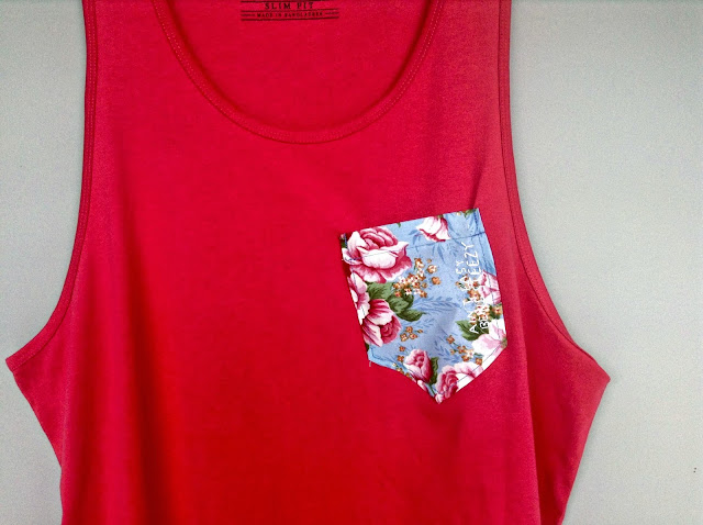 Salute to Cute: Contrast pocket singlet with embroidered message