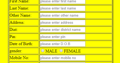 How to make registration form using html