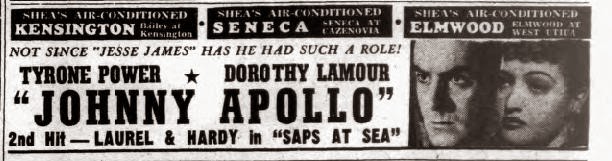Asta's Doghouse: Johnny Apollo (1940) Tyrone Power & Dorothy Lamour