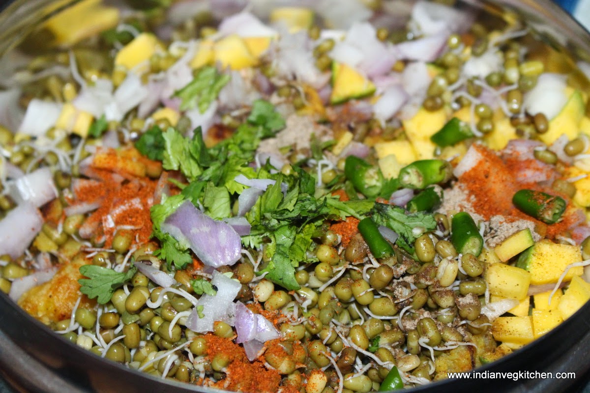 IndianVegKitchen: Sprout Bhel Puri | Moong Sprouts Chaat Recipe