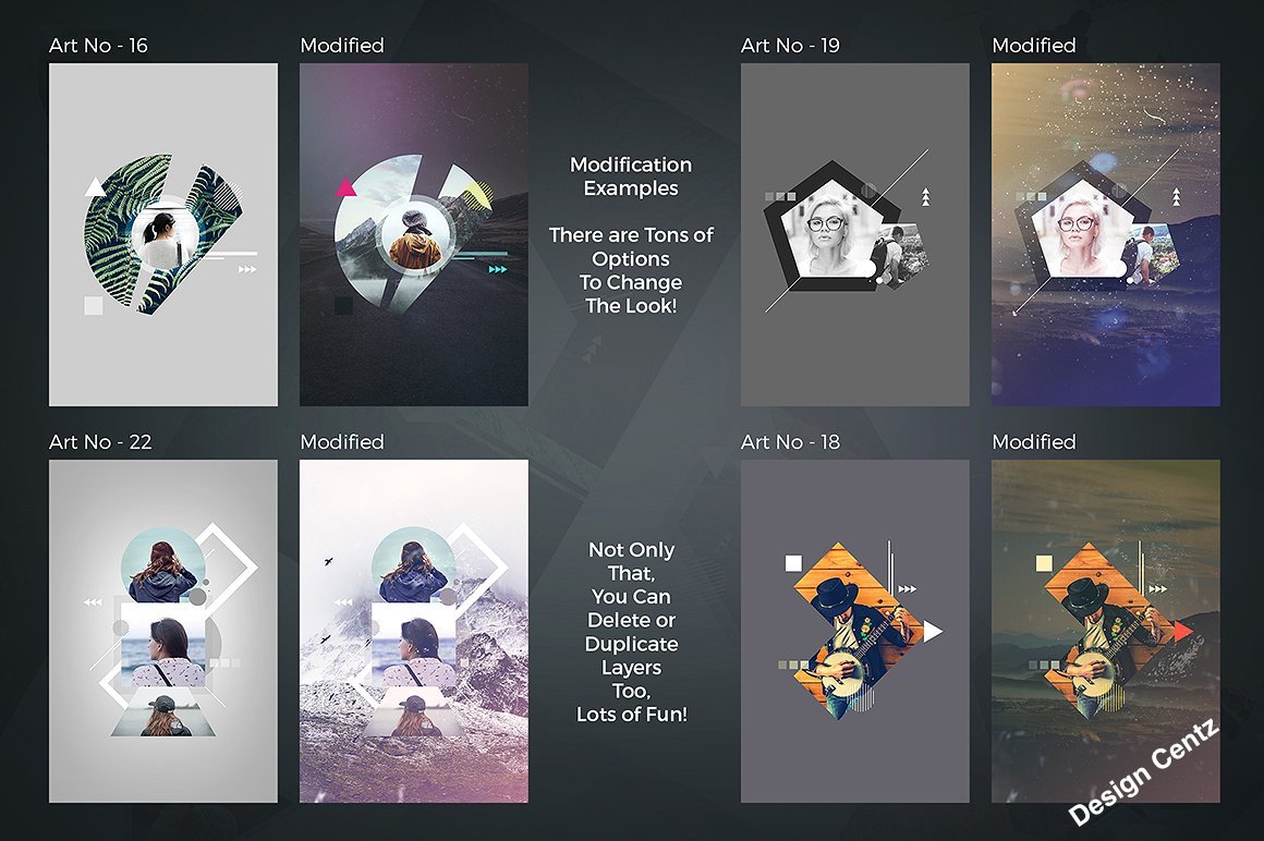 23 Geometric Photo Collage Art PSD Templates - Free Download