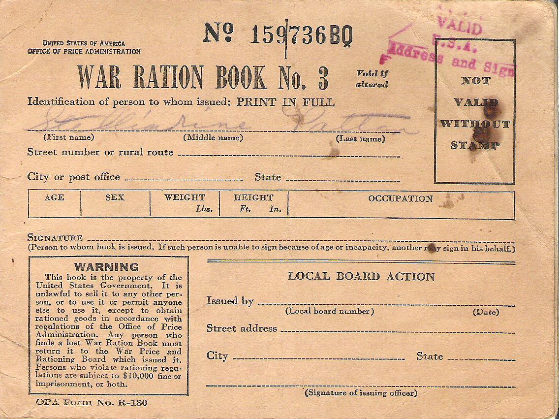Patton/Hunter Family Tree: Ration Books from WWII (1943)